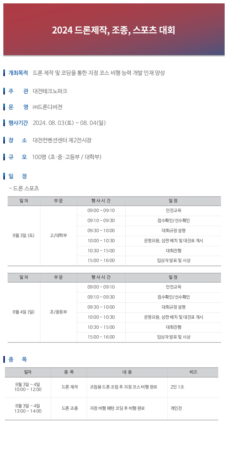 2024 드론제작 조종 스포츠 대회 경진대회 로봇융합페스티벌